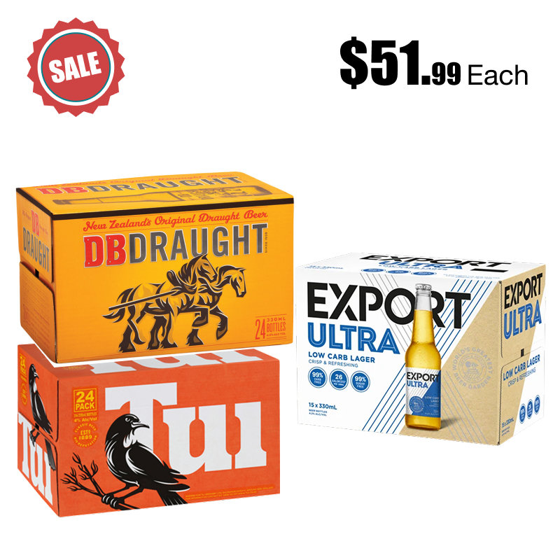 Tui/Export Gold Ultra/DB Draught 24x330ml – GIMME Beverage Delivery